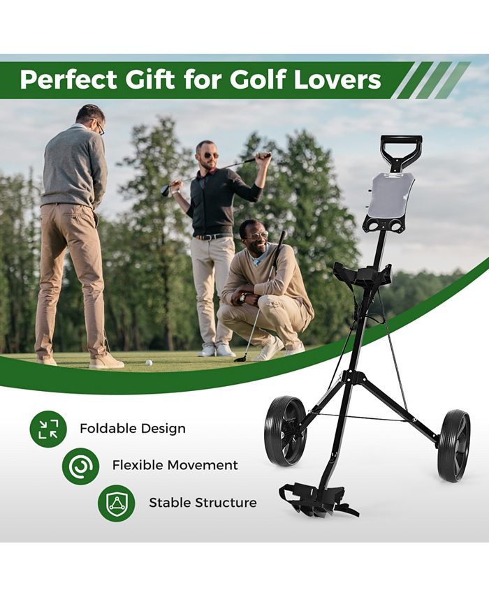 Costway Folding 2 Wheel Push Pull Golf Club Cart Trolley Swivel - Macy's