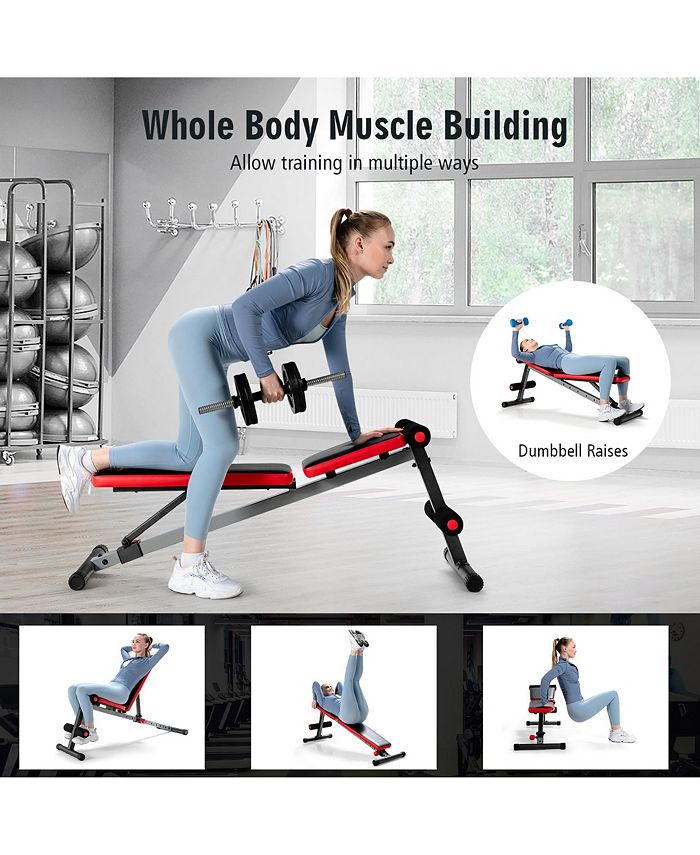 Costway Multi-function Weight Bench W/Adjustable Backrest Home Gym - Macy's