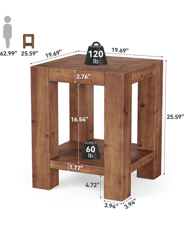 Tribesigns End Table, 2 Tier Round Side Table with Storage Shelf ...