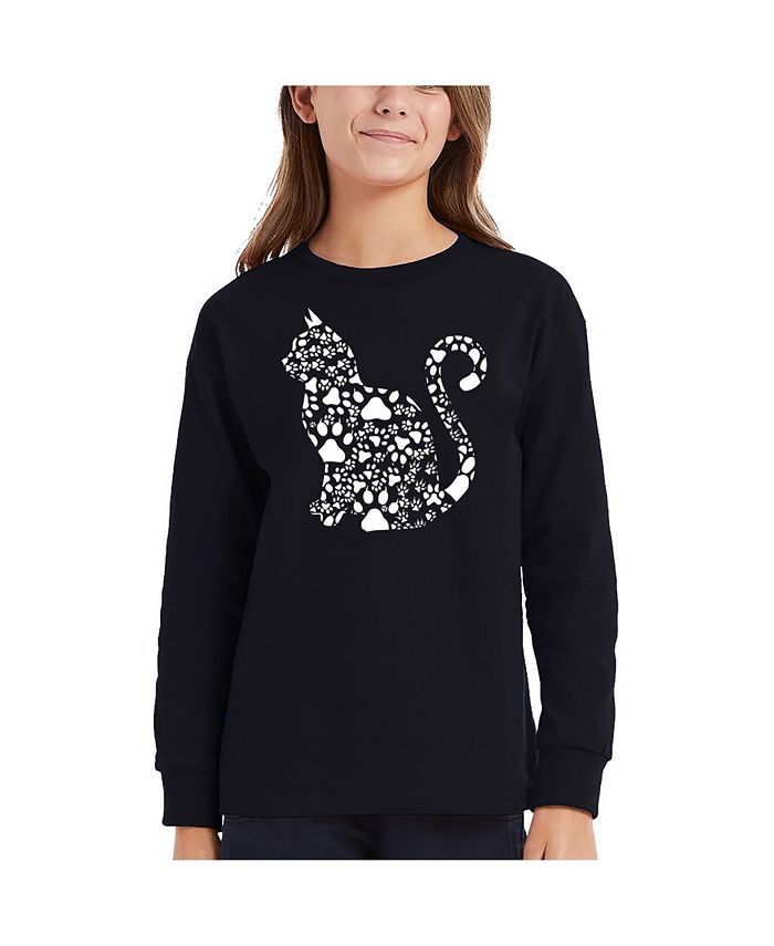 LA Pop Art Girls Cat Claws Word Art Long Sleeve T-Shirt - Macy's