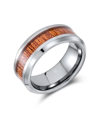 Bling Jewelry Koa Wood Style Inlay Titanium Wedding Band Rings For ...