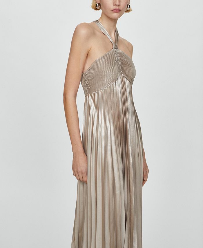 MANGO Women's Pleated Halter Neck Dress - Macy's