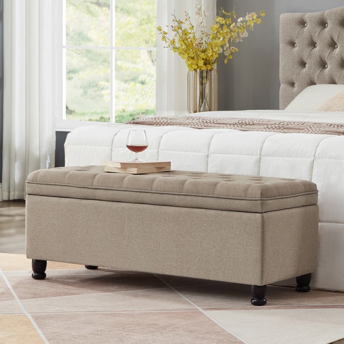 Click here for Streamdale Linen Storage Bench with Wooden Legs -... prices