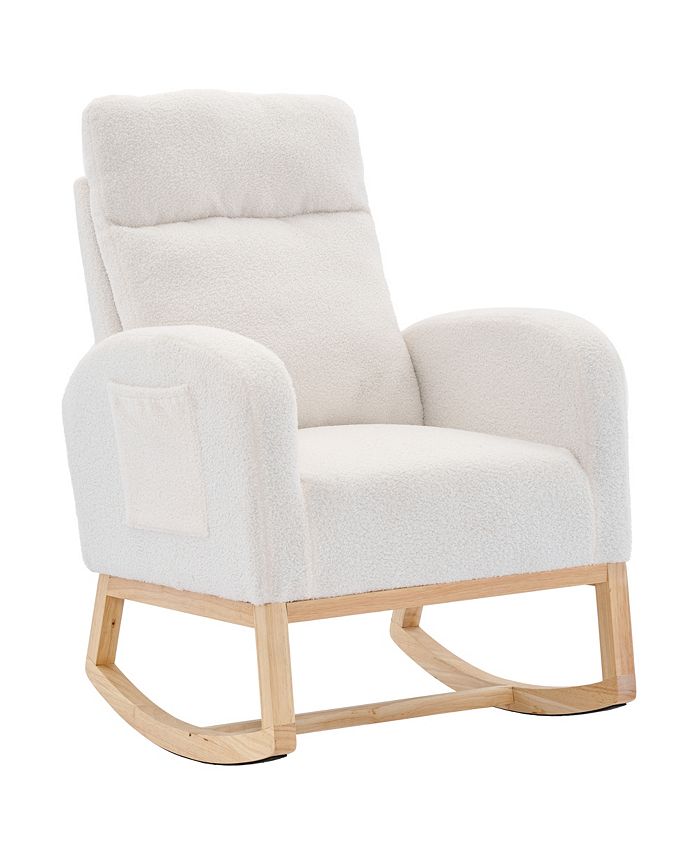 Simplie Fun White Teddy Rocking Chair with Wooden Legs - Macy's