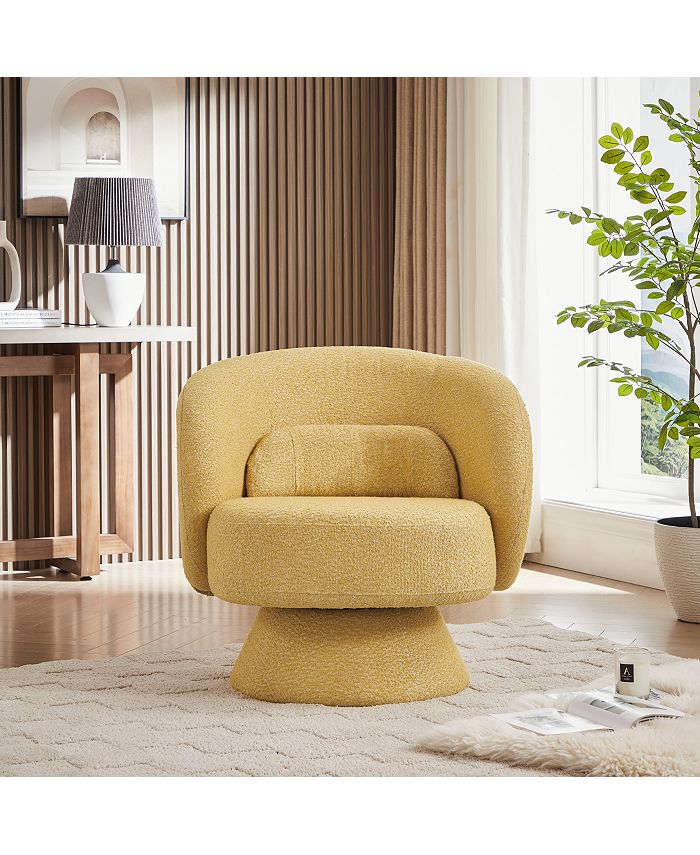 Simplie Fun Yellow Swivel Barrel Chair with Toss Pillows - Macy's