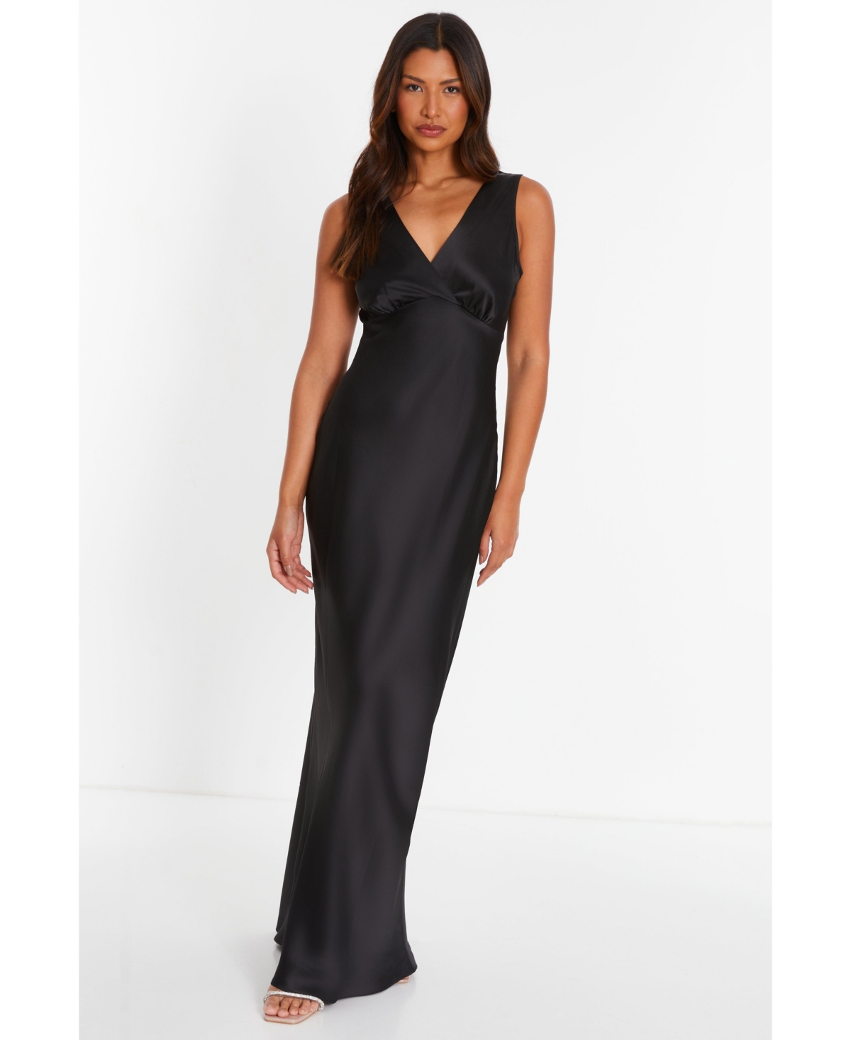 Click here for Quiz Womens Satin Wrap Front Maxi Dress - Black prices