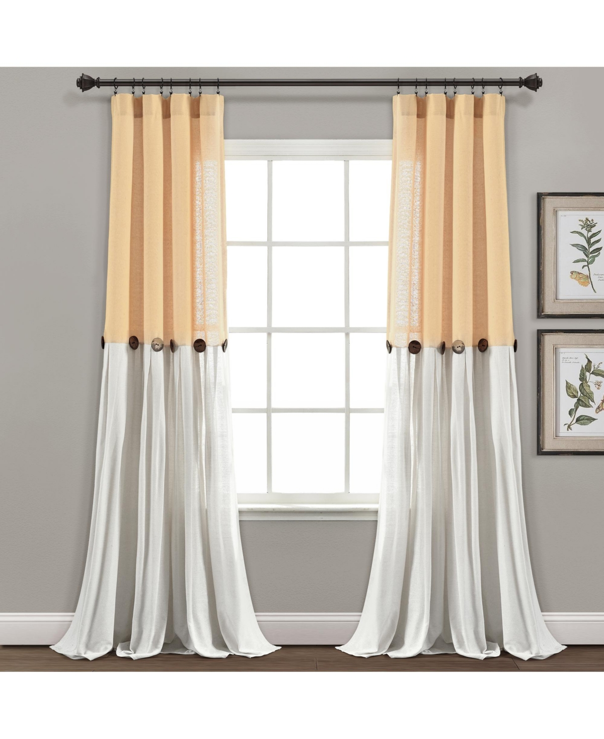 Click here for Lush Decor Linen Button Window Curtain Panels - Ye... prices