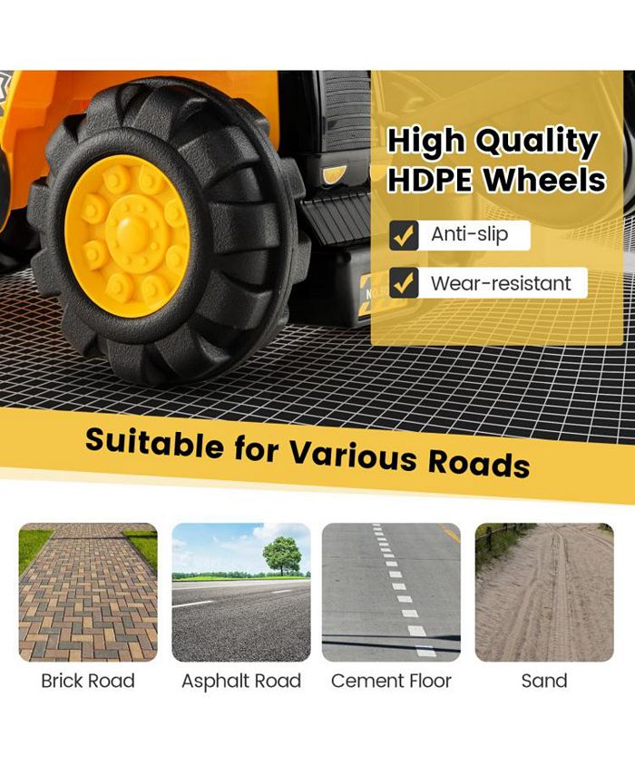 Slickblue Ride on Push Car Bulldozer Digger Toy with Safety Helmet and ...