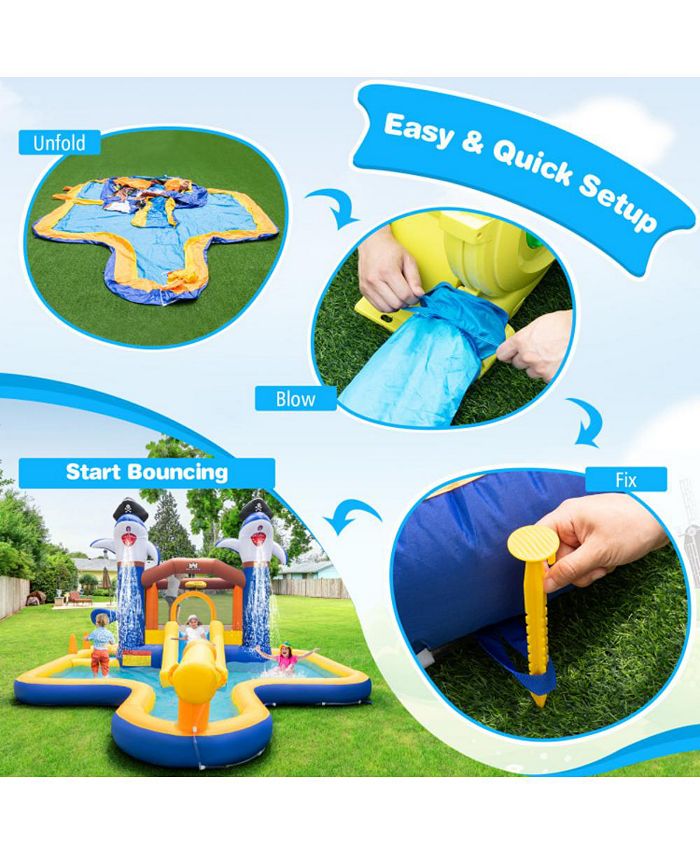 Slickblue 7-In-1 Water Slide Park with Splash Pool and Water Cannon ...