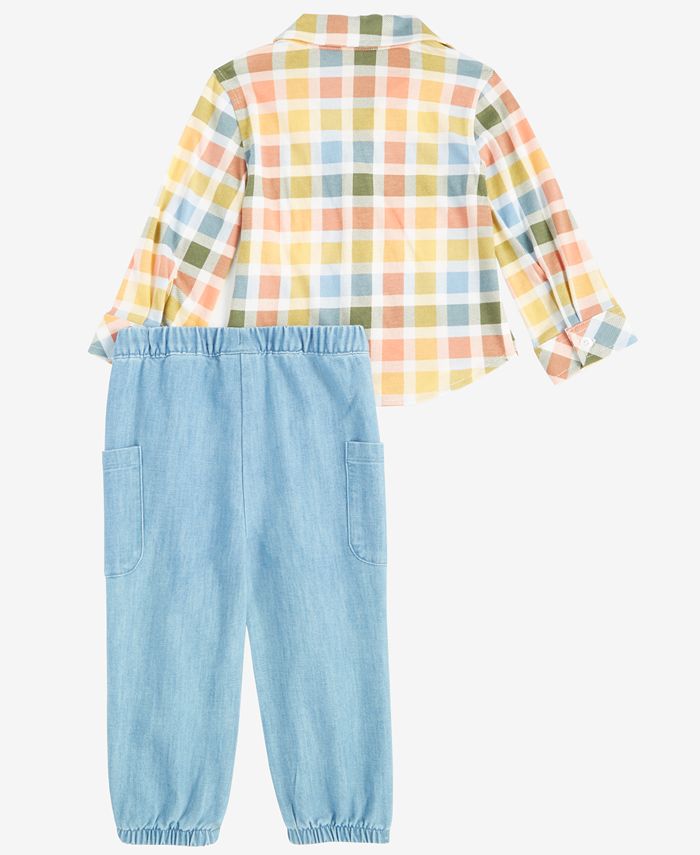 First Impressions Baby Boys Game Day Plaid Shirt & Pants Set, Created for Macy's - Macy's