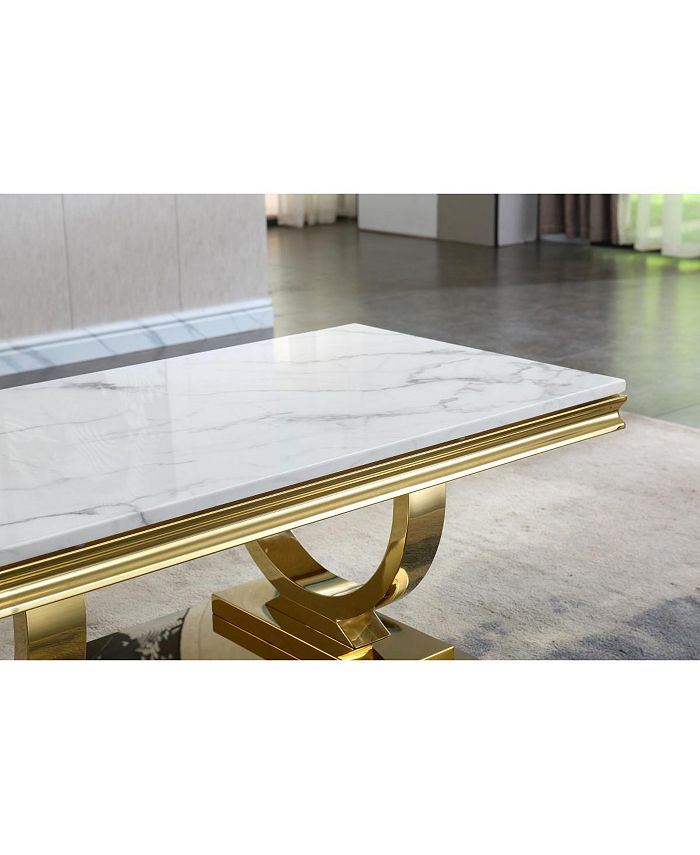 Simplie Fun Modern Rectangular Marble Coffee Table, 0.71 Thick Marble ...