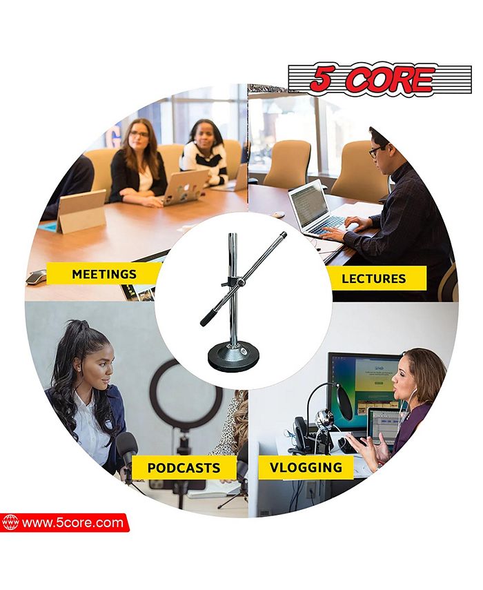 5 Core Desk Microphone Stand • Height & Angle Adjustable Desktop Table ...