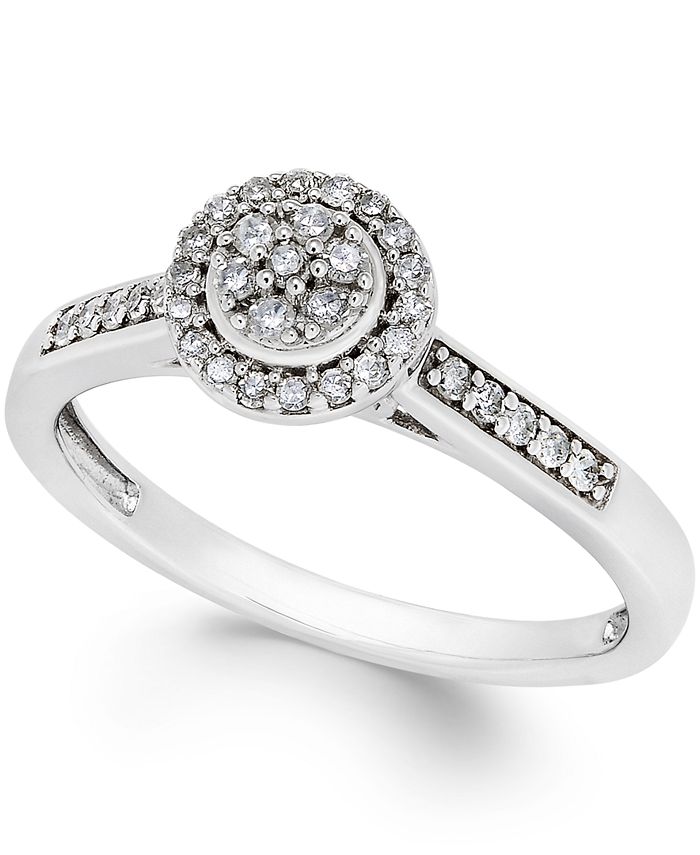 Macy's Diamond Circular Promise Ring (1/5 ct. t.w.) in 10k White Gold ...