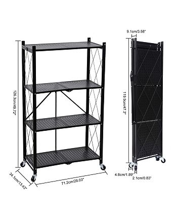 Simplie Fun Healthsmart 4-Tier Heavy Duty Foldable Metal Rack Storage ...