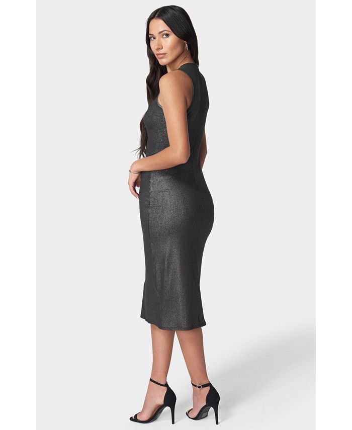 Bebe Women's Foil Rib Sleeveless Maxi Dress - Macy's