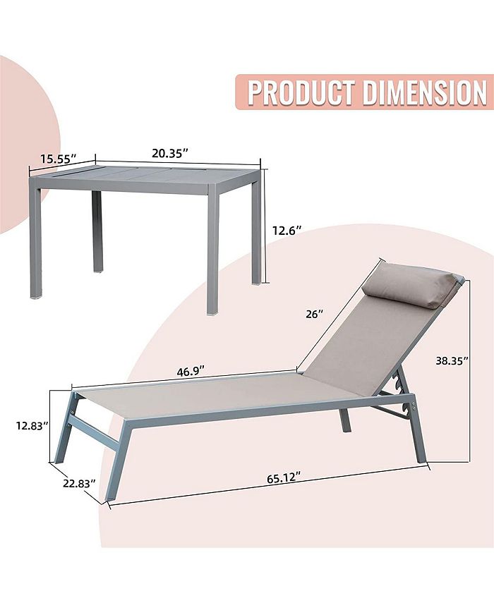 Simplie Fun 3-Piece Outdoor Aluminum Chaise Lounge Set - Macy's