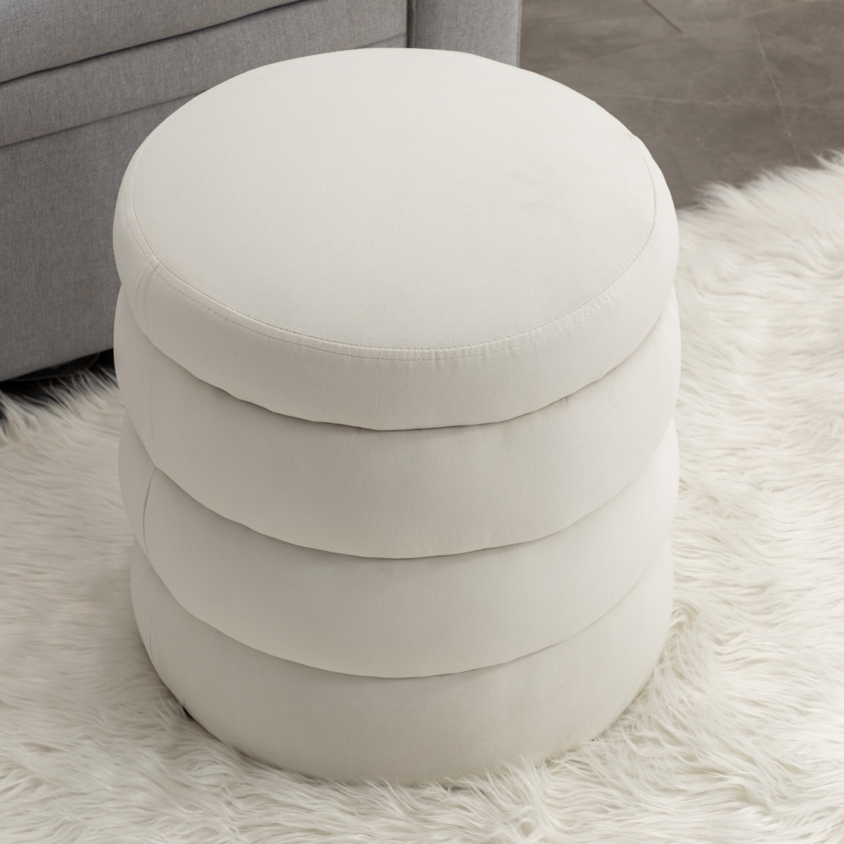 Click here for Streamdale Soft Velvet Round Ottoman Footrest Stoo... prices