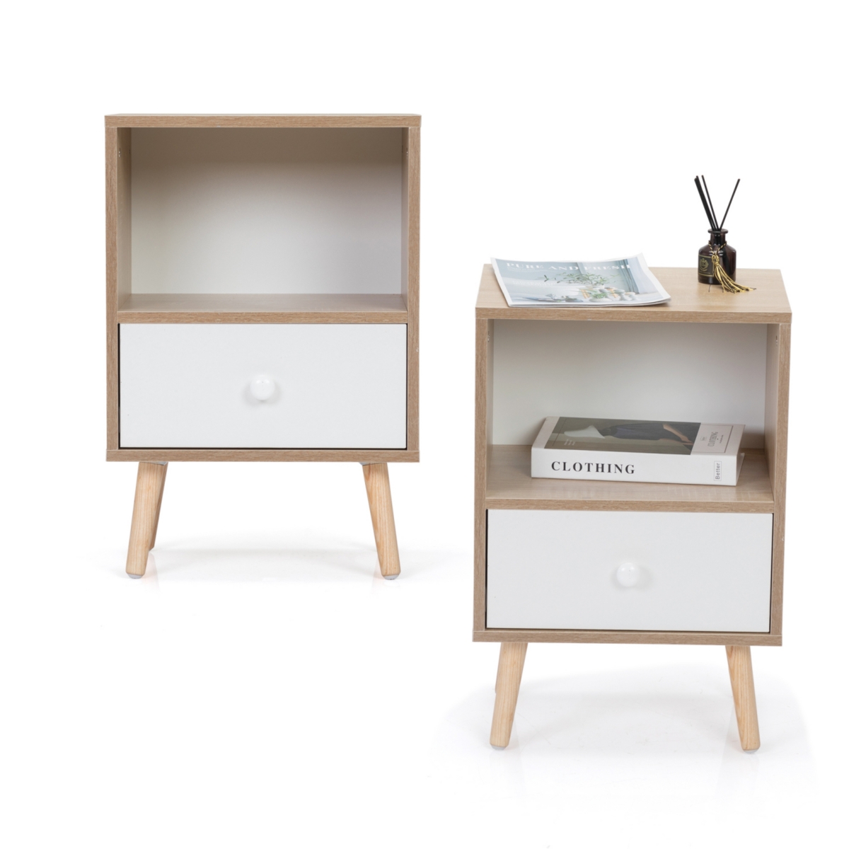 Click here for Simplie Fun 2 Mid Century Wood Nightstands with Dr... prices