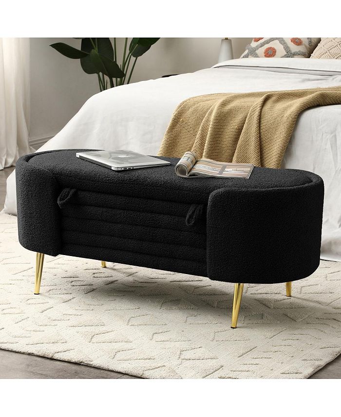 Simplie Fun Modern Sherpa Upholstered Storage Bench - Macy's