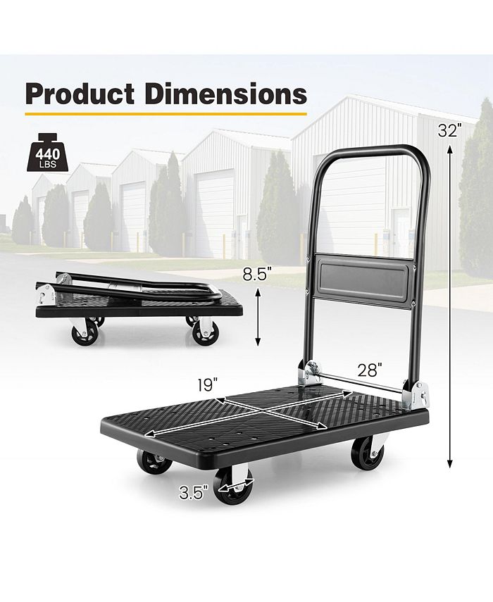 Costway Folding Push Cart Dolly Platform Hand Truck with 360° Swivel ...