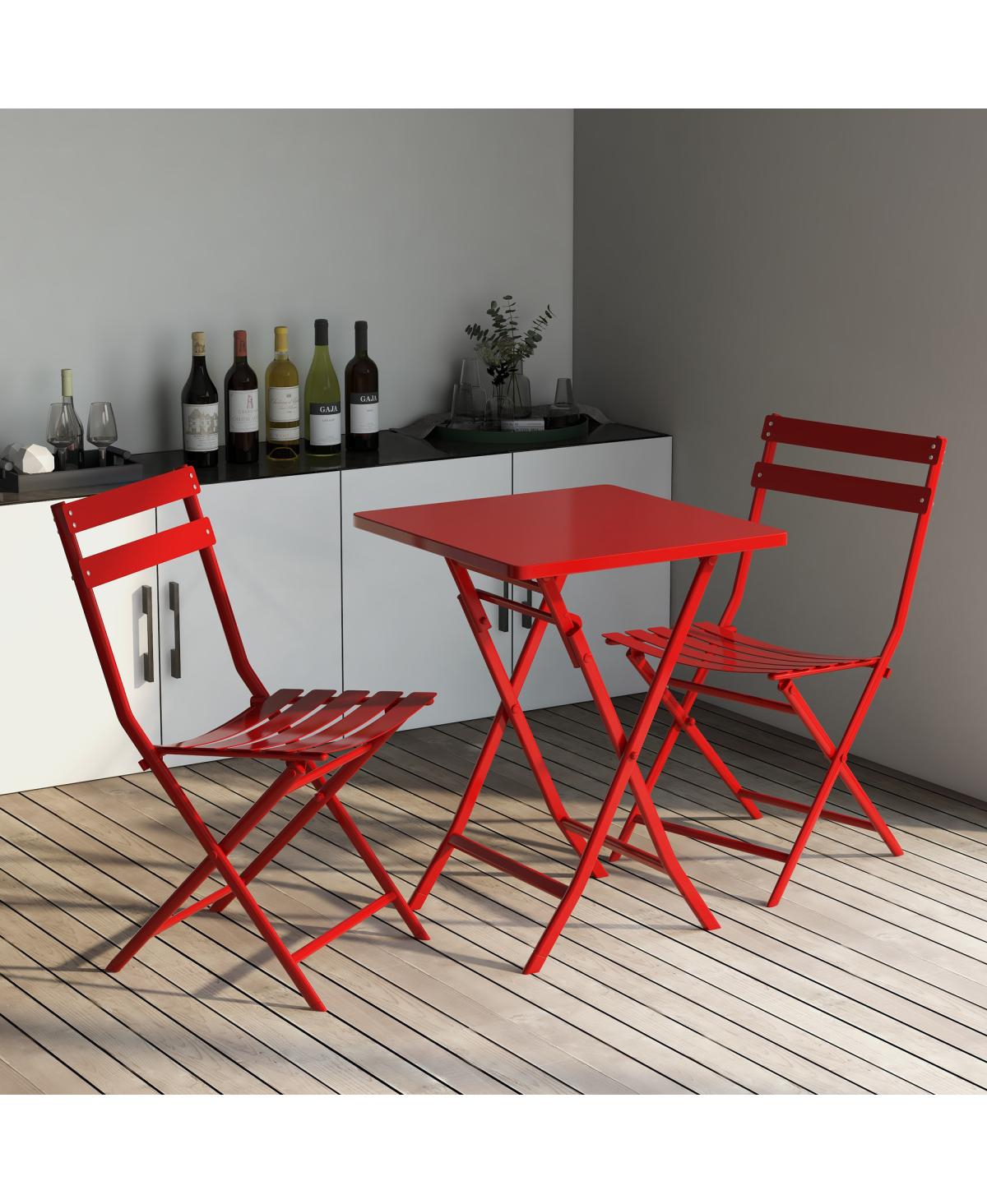 Click here for Streamdale 3 Piece Patio Bistro Set Of Foldable Sq... prices