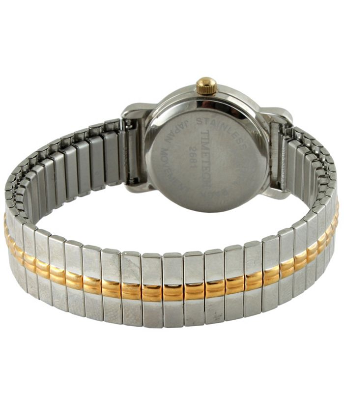 TIMETECH Women's Steel Two Tone Watch with Expansion Stretch Bracelet ...
