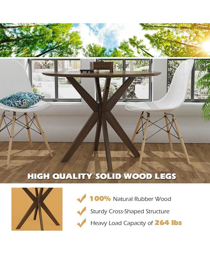 SUGIFT 36 Inch Round Wood Dining Table with Intersecting Pedestal Base ...