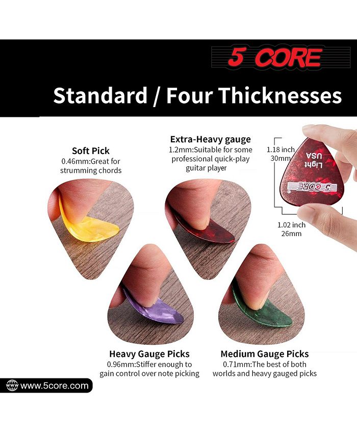 5 Core Guitar Picks 12 Piece Celluloid Light Gauge 0.46mm Pick for ...