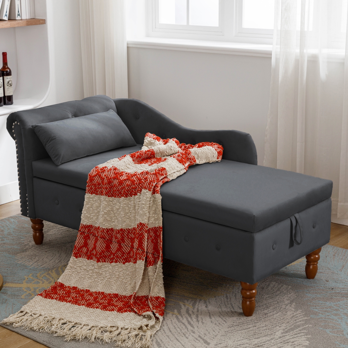 Click here for Streamdale Modern Velvet Chaise Lounge with Storag... prices