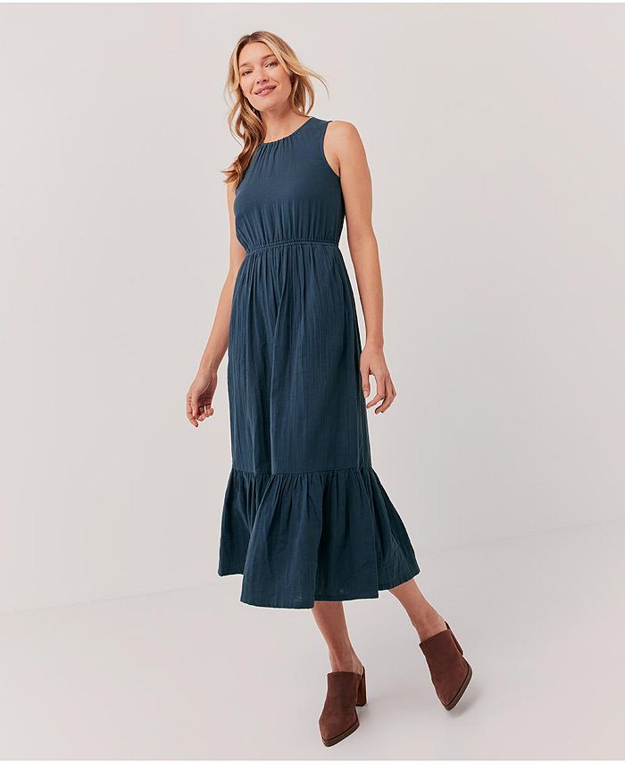 Pact Plus Size Cotton Coastal Double Gauze Cutout Midi Dress - Macy's