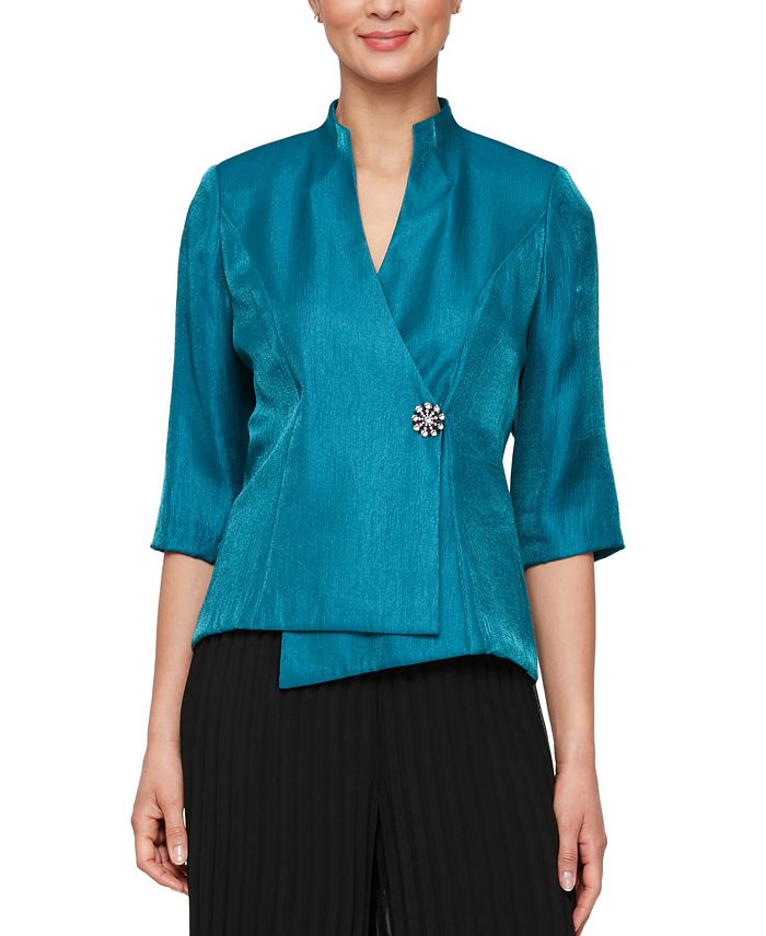 Alex Evenings Women's Asymmetrical Wrap Blouse - Macy's