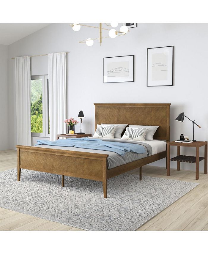 MERRICK LANE Norwich Solid Wood Platform Bed Frame With Slatted ...
