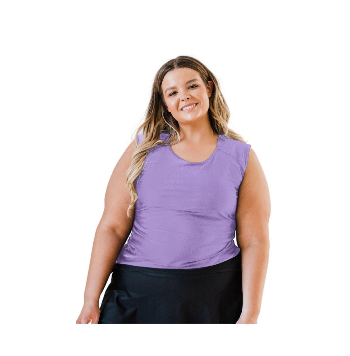 Click here for Calypsa Plus Size Closed Back Maya Swim Top - Lave... prices
