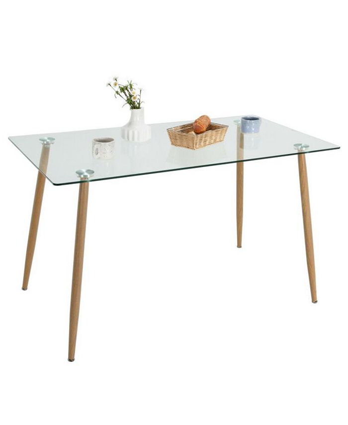 Slickblue Modern Glass Rectangular Dining Table with Metal Legs - Macy's