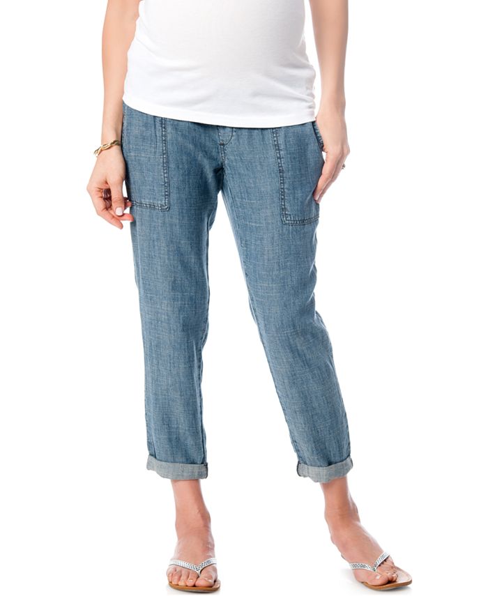 A Pea in the Pod Maternity Chambray Crop Pants - Macy's