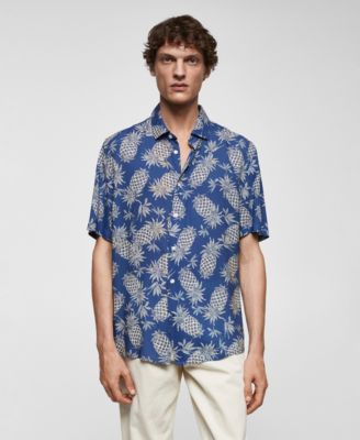 Mango Men's Regular Fit Pineapple Print Shirt - Macy's