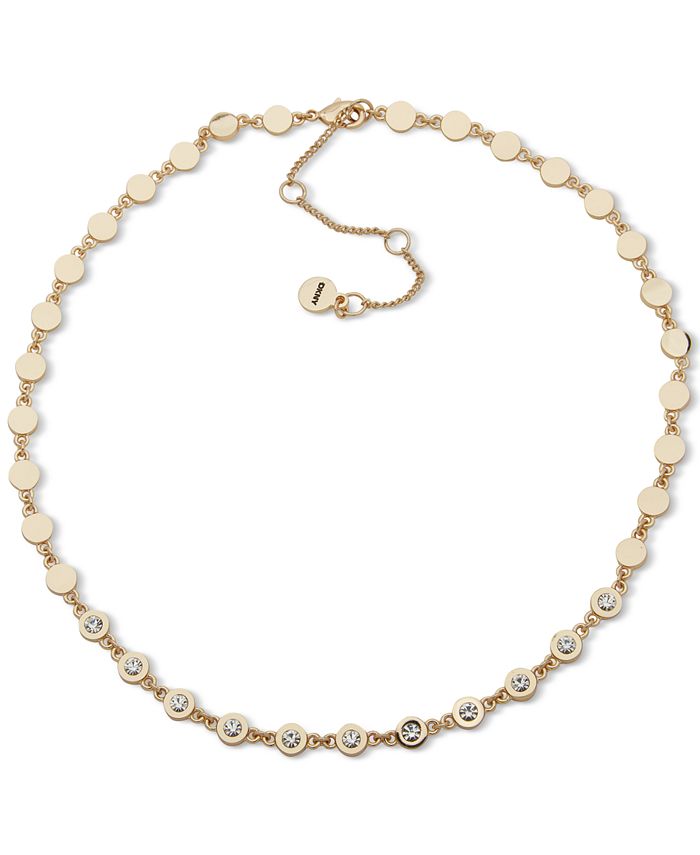 DKNY Gold-Tone Crystal Disc Collar Necklace, 16" + 3" extender - Macy's