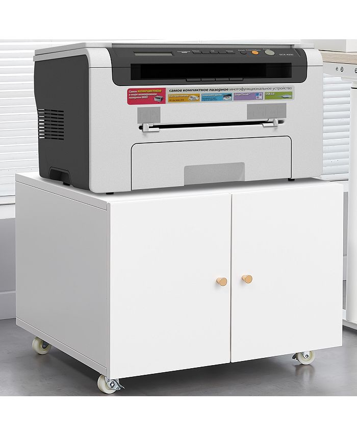 Simplie Fun Office Furniture Copier Cabinet White 2 Door Steel Copier ...