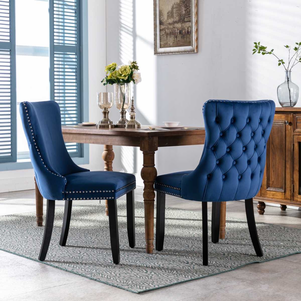 Click here for Streamdale Blue Upholstered Dining Chairs  Set of... prices