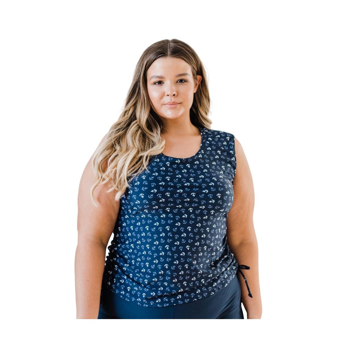 Click here for Calypsa Plus Size Closed Back Maya Swim Top - Navy... prices
