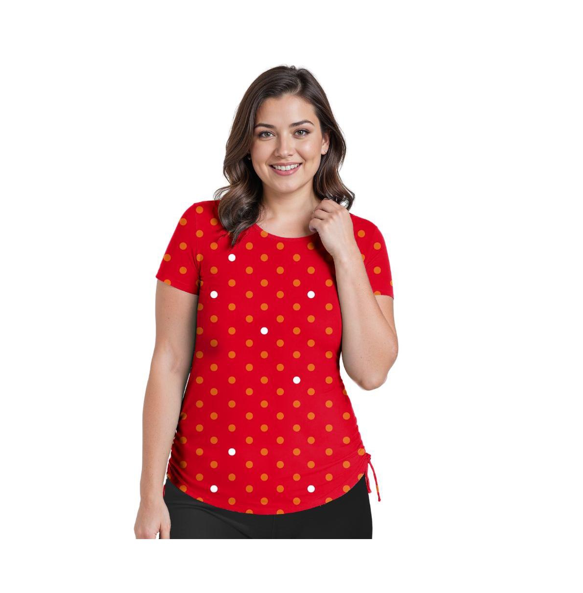 Click here for Calypsa Plus Size Adele Swim Top - Dotty prices