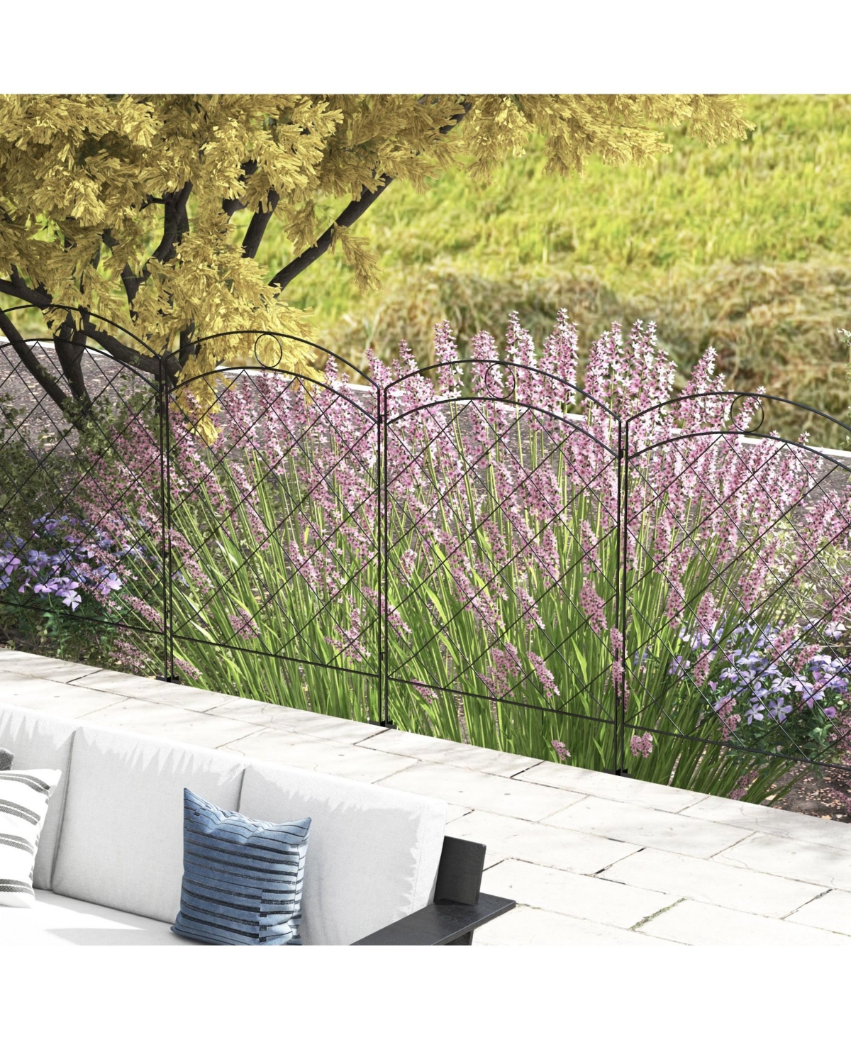 Click here for Decorative Black Wire Grid Garden Fence Panels wit... prices