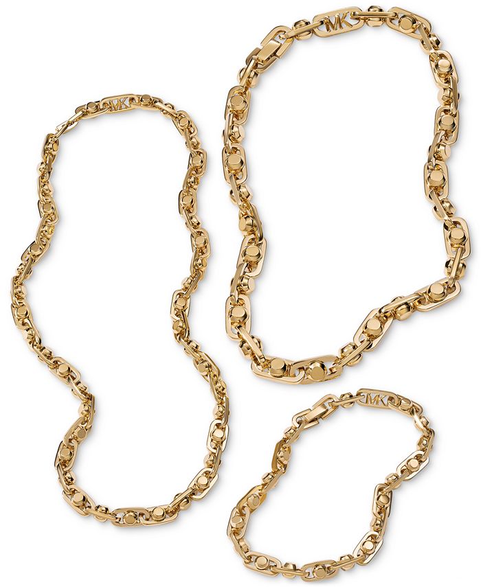 Michael Kors Gold-Tone or Silver-Tone Astor Link Chain Necklace ...