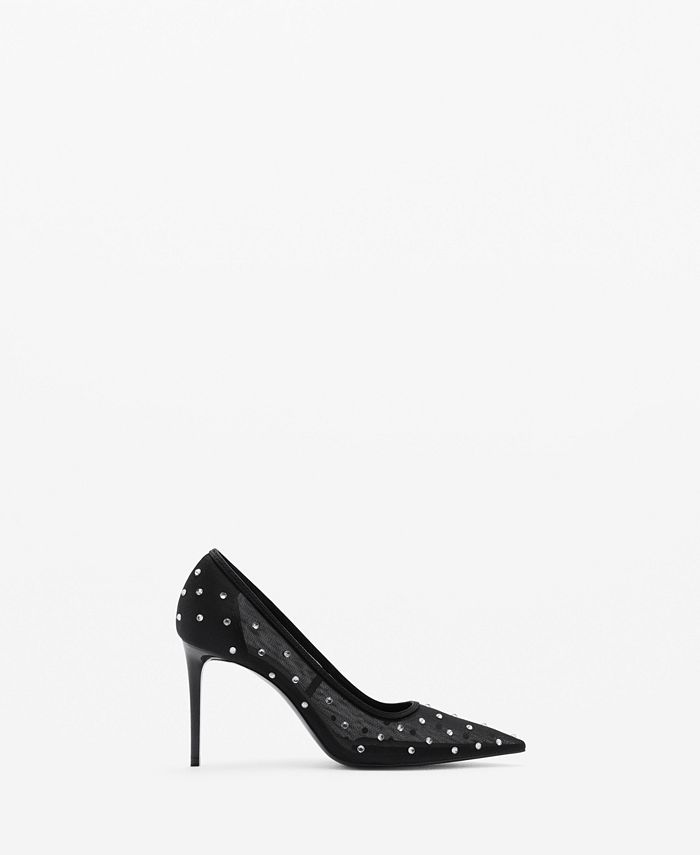 MANGO Women's Glitter Mesh Heeled Shoes - Macy's