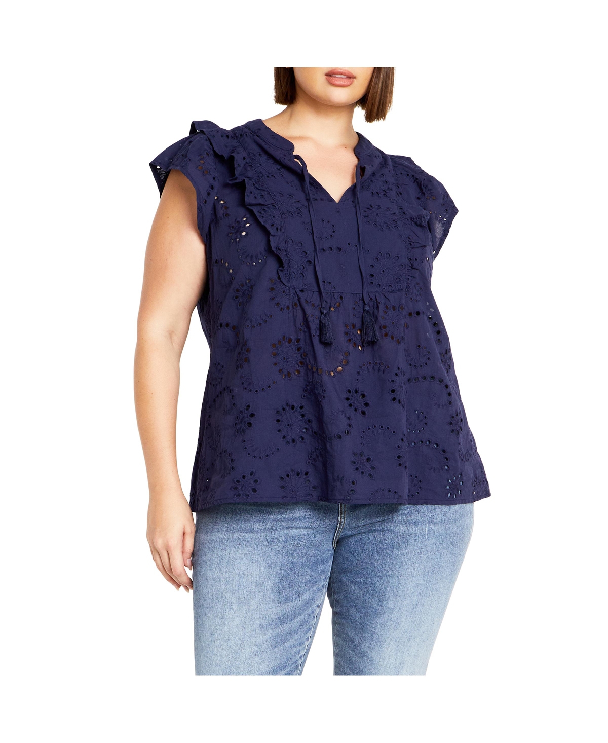 Click here for City Chic Plus Size Casey Top - Navy prices