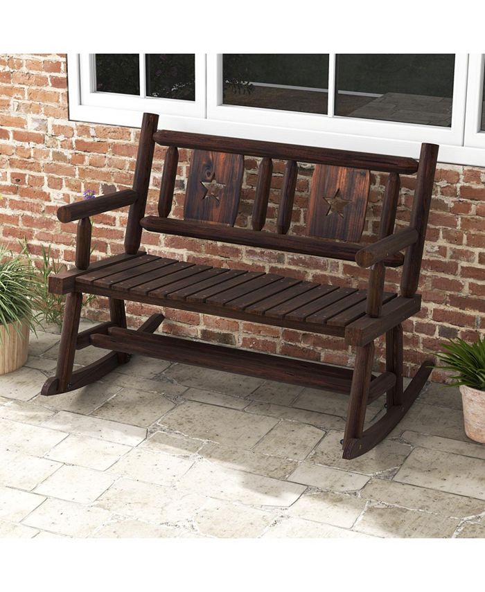 Slickblue Patio Rocking Bench Double Rocker Chair with Ergonomic Seat 2 ...