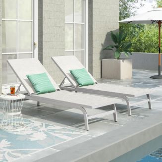 Simplie Fun Premium Outdoor Mesh Chaise Lounge Set for Relaxation and ...
