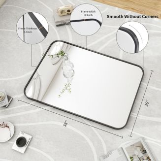 Homlux Rectangular Wall Mounted Mirror 26"x38" in Black - Macy's