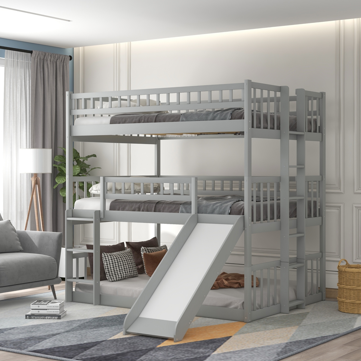 Click here for Streamdale Triple Bunk Bed with Ladder and Slide -... prices