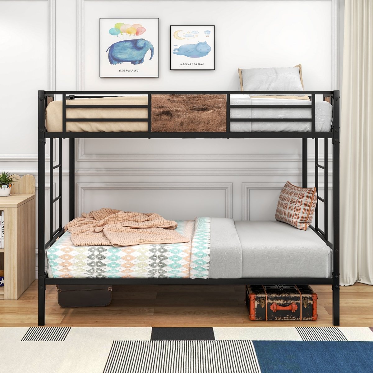 Click here for Streamdale Twin/Twin Metal Bunk Bed with Guardrail... prices
